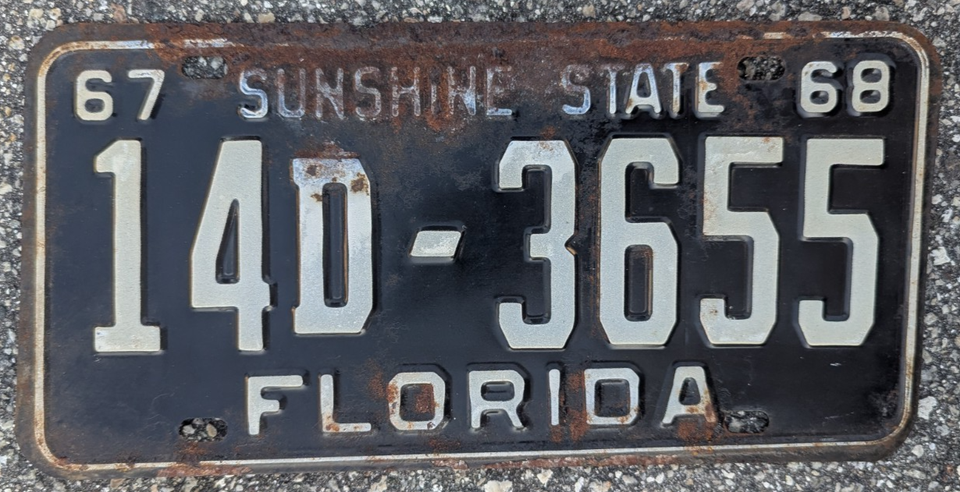 1967/68 Florida Sunshine State License Plate Lot of 4 Consecutively ...