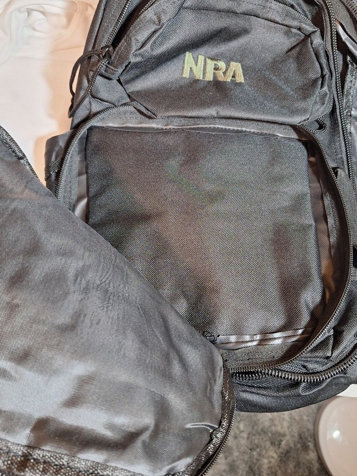 NRA Backpack Black W/Multiple Inside Pockets/5 Exterior Zipper Pockets ...
