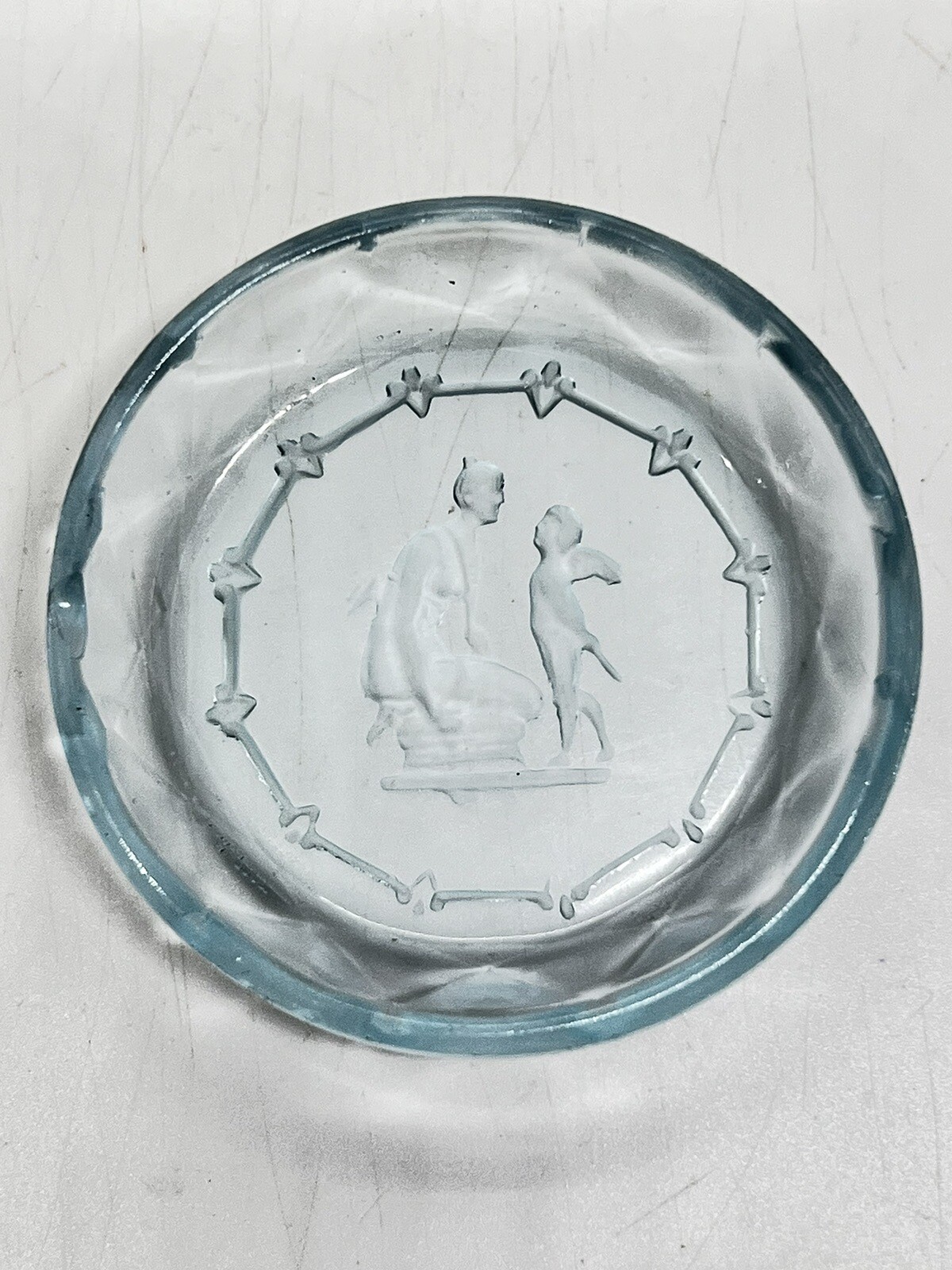 Art Deco Heinrich Hoffman glass salt Cellar Intaglio Ice Blue Woman ...