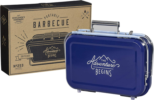 Retro Portable Barbeque in Metal Carrying Case, Medium, Blue | eBay ...