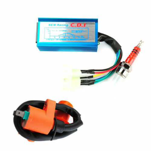 Racing AC CDI Box Ignition Coil Spark Plug For GY6 50cc-150cc ATV Moped ...