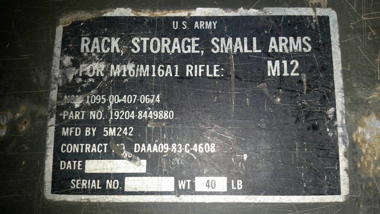 US Military 10 Rifle Rack Small Arms Locking Storage M12 OD Green ...