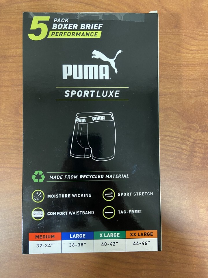 PUMA Men's Boxer Briefs, Size L - Black/Blue/Gray (5 Piece) | eBay