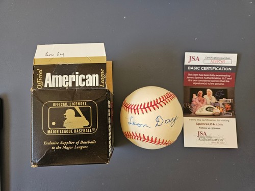 LEON DAY NEGRO LEAGUE SIGNED OFFICIAL MLB AUTOGRAPHED BASEBALL JSA COA ...