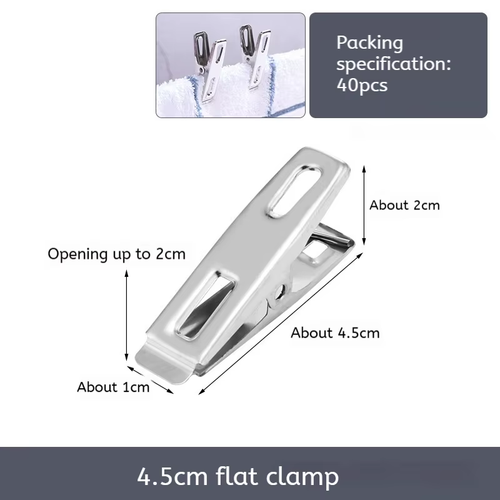 40 Pcs Clothes Pegs Stainless Steel Washing Line Hang Pins Windproof ...