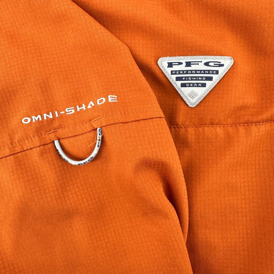 Columbia PFG Texas Longhorns Orange Fishing Shirt Mens Large Omni Shade ...