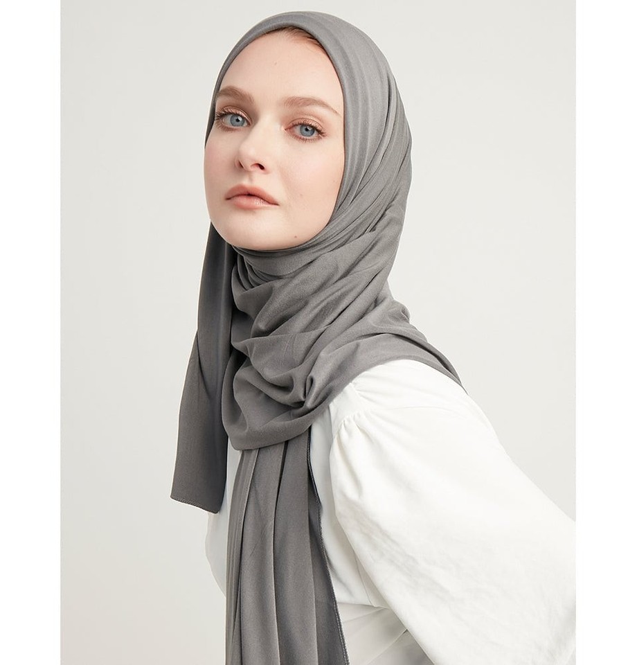 Modefa Islamic Turkish Women's Premium Jersey Hijab Shawl Wrap - Grey ...