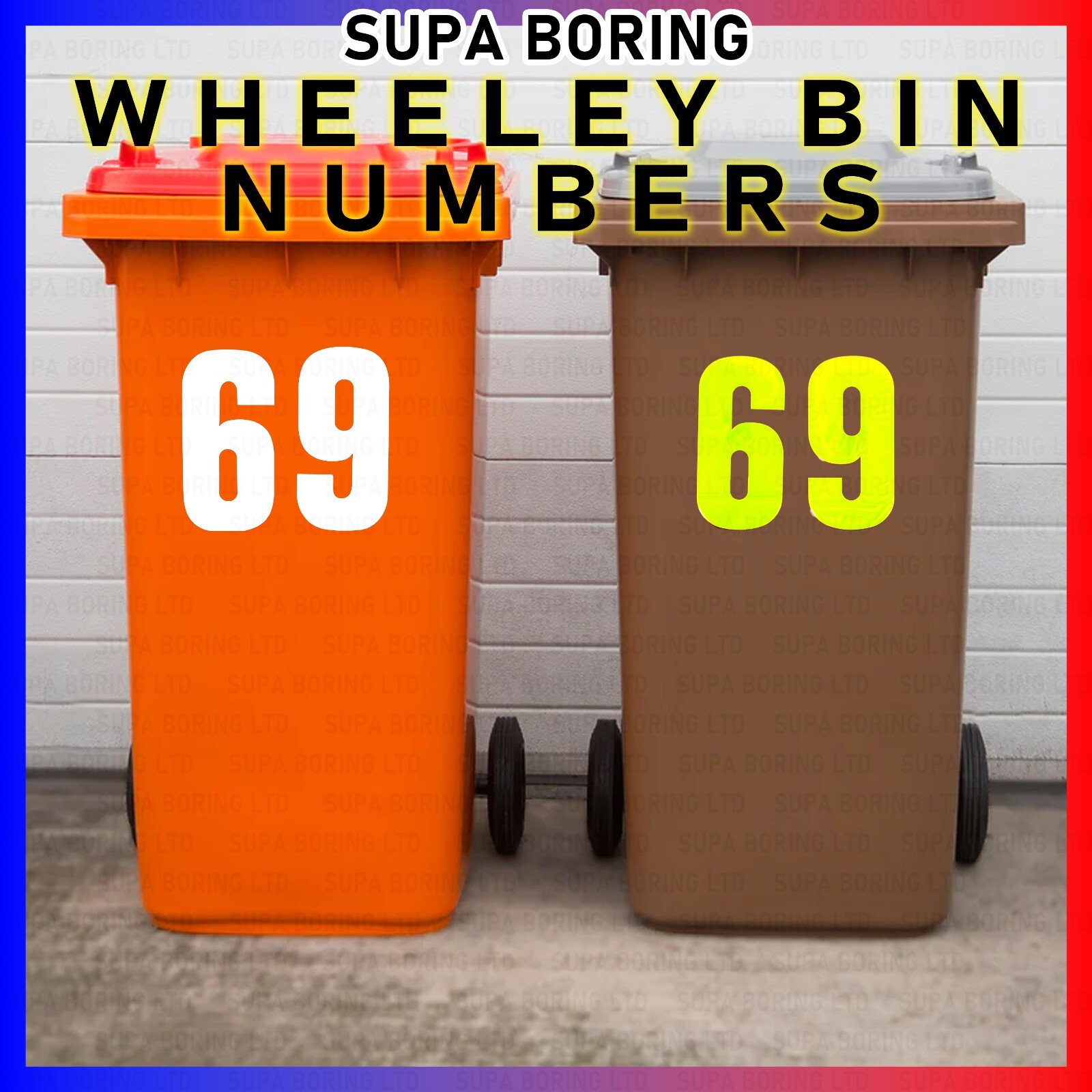 Wheelie Bin House Numbers Stickers Wheely Dustbin Peel & Stick White ...