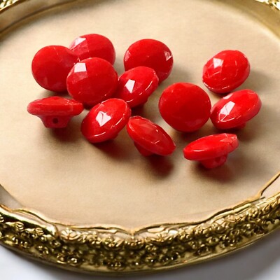 12 Antique Vintage Art Deco Red Glass Faceted 3/8” Shank Buttons Lot G5 ...