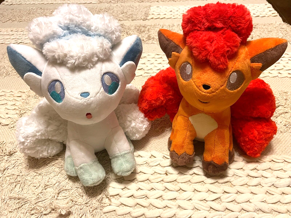 Pokemon Center Alolan Vulpix Rokon set of 2 Fluffy Fuwa Fuwa Plush Doll ...