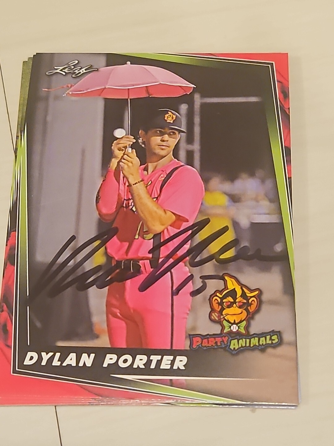 Dylan Porter signed 2024 leaf card autographed savannah party animals ...