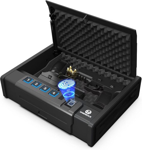 Biometric gun safe, wall-mounted, quick access for desk, bedside, or ...