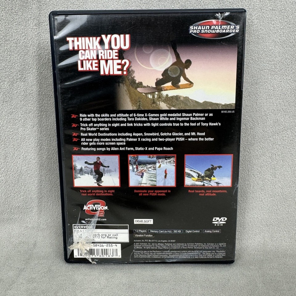 Shaun Palmer's Pro Snowboarder (Sony PlayStation 2, 2001) Complete with ...
