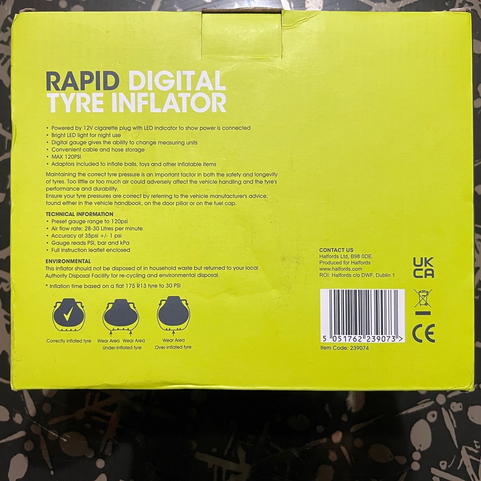 Halfords Rapid Digital Tyre Inflator /compressor / pump | eBay UK