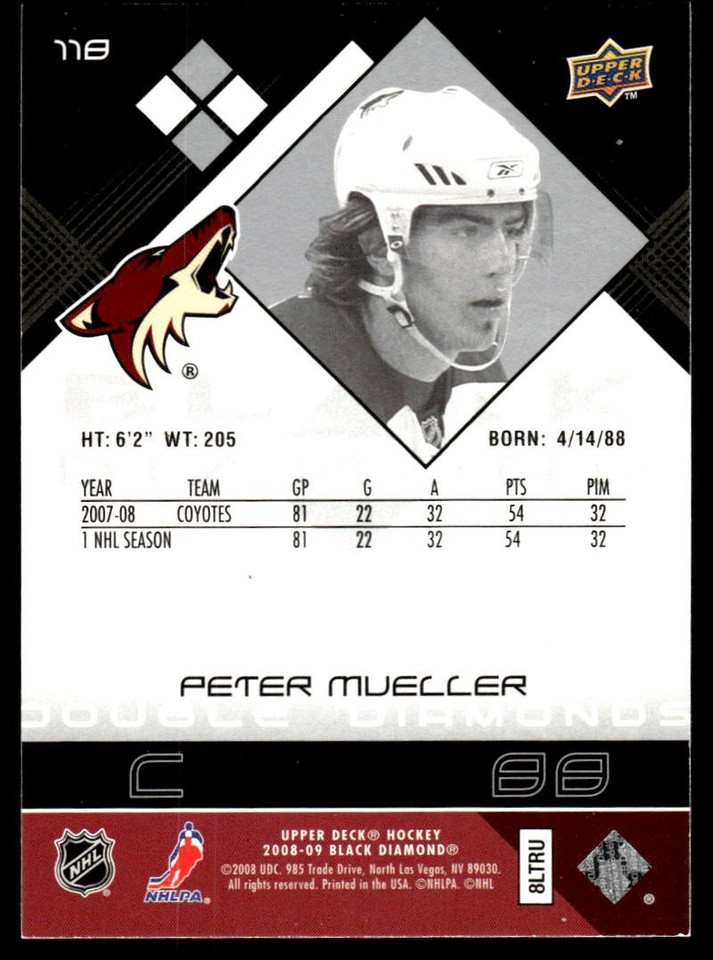 2008-09 Upper Deck Black Diamond #118 Peter Mueller Phoenix Coyotes ...