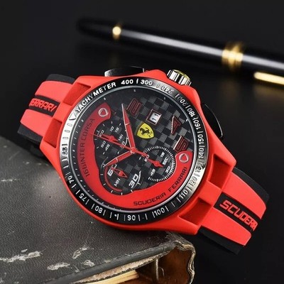 New Men's Watch Formula Scuderia Ferrari 42mm Chronograph Silicone ...