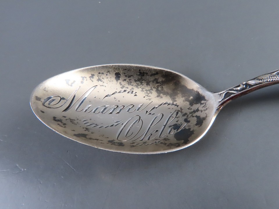 VTG Sterling Silver Souvenir Spoon MIAMI OKLAHOMA Indian Chief Figure ...