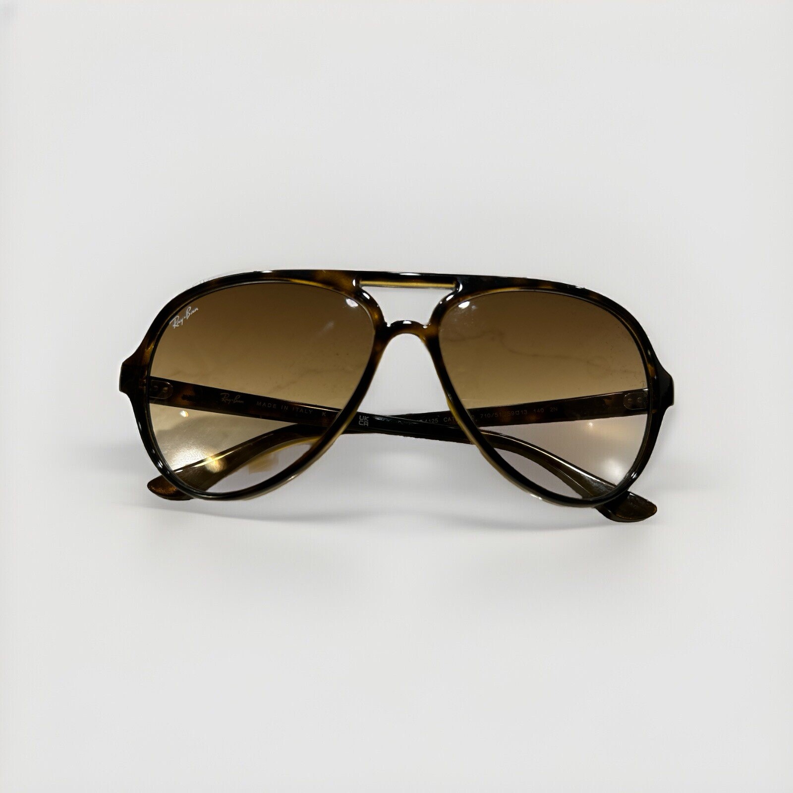 Ray-Ban RB4125 710/51 Aviator Sunglasses - Light Havana- Clear Gradient ...