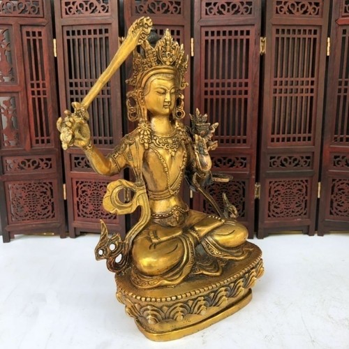 Buddhism Gilt Buddha Manjushri Bodhisattva Bronze Statue Tara lucky | eBay