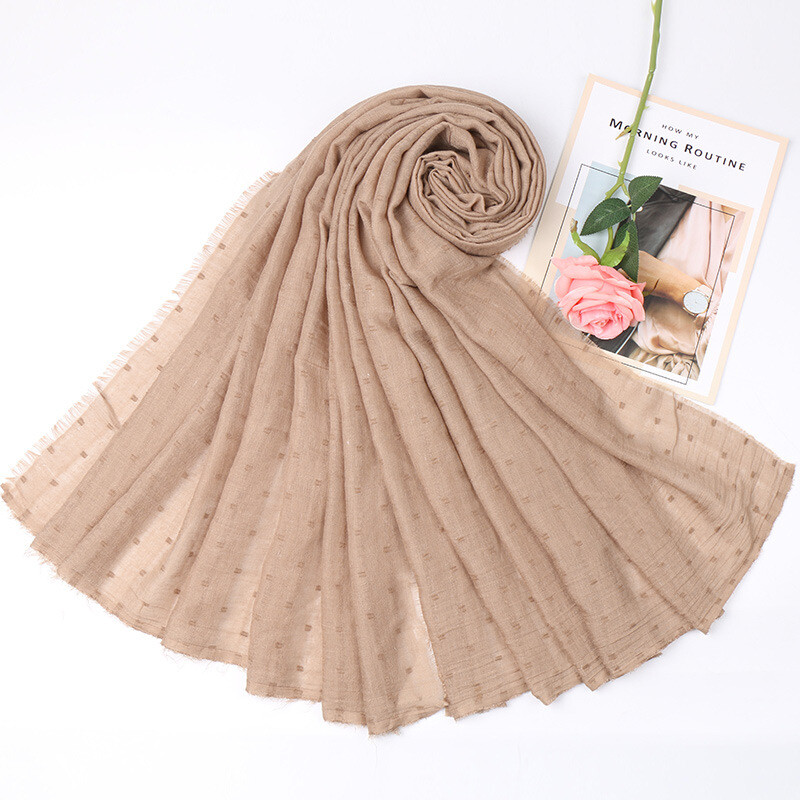 2pcs Solid Color Cotton Scarves Muslim Women Hijabs Shawls Breathable ...