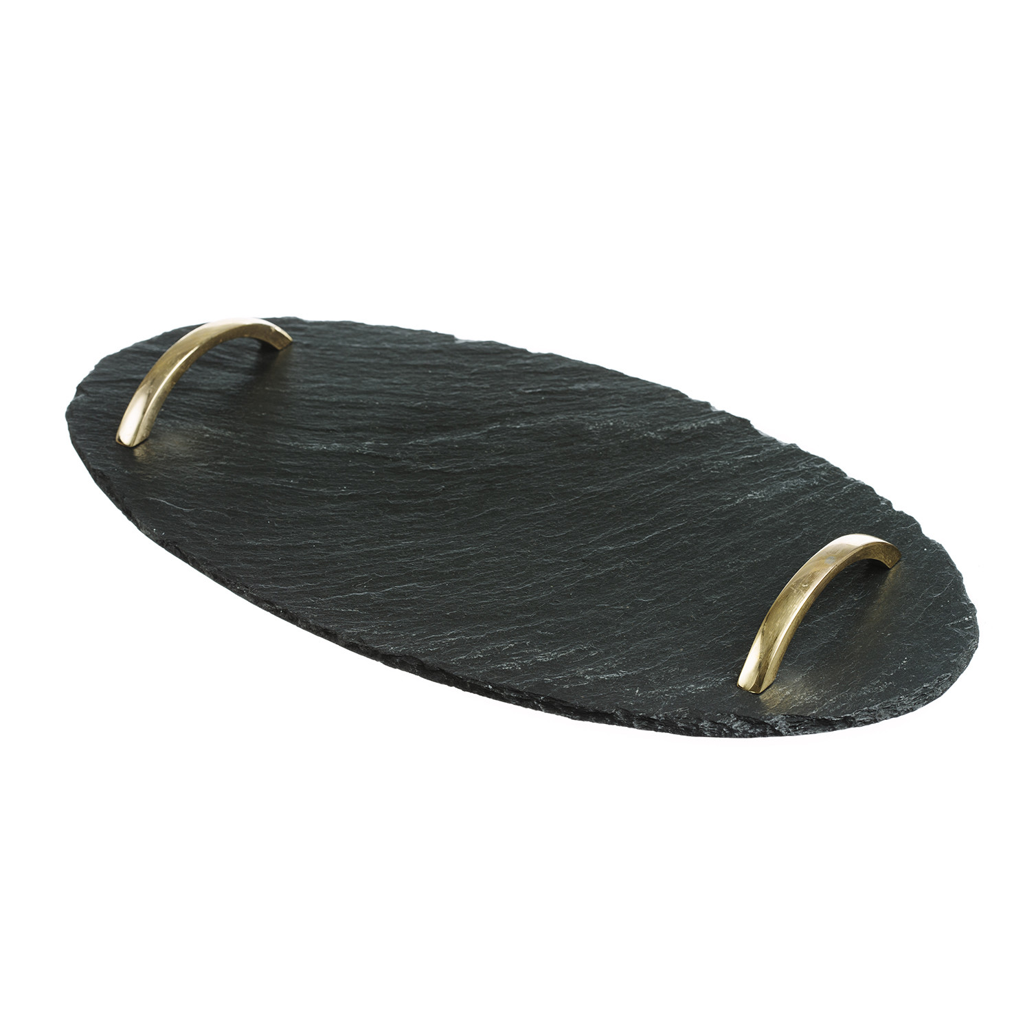 The Just Slate Company - Oval Slate Serving Tray with Gold Handles in ...