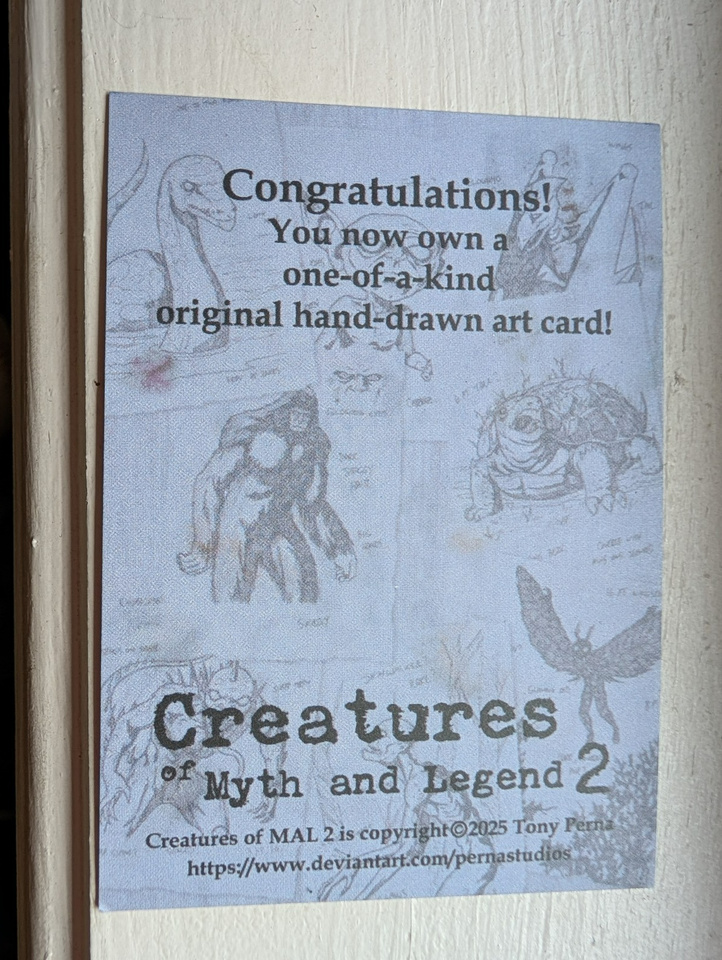 Loren Bobbitt Sketch Card Perna Studios Creatures of Myth and Legend 2 ...