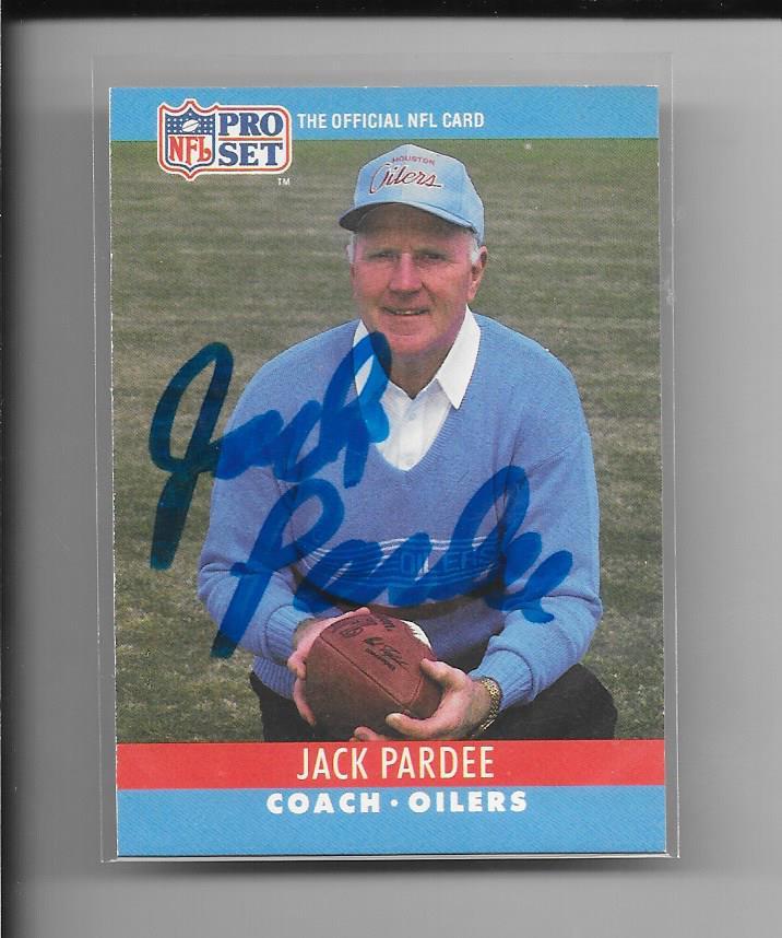 1990 Pro Set - JACK PARDEE - Hand Signed Autograph Card - OILERS ...