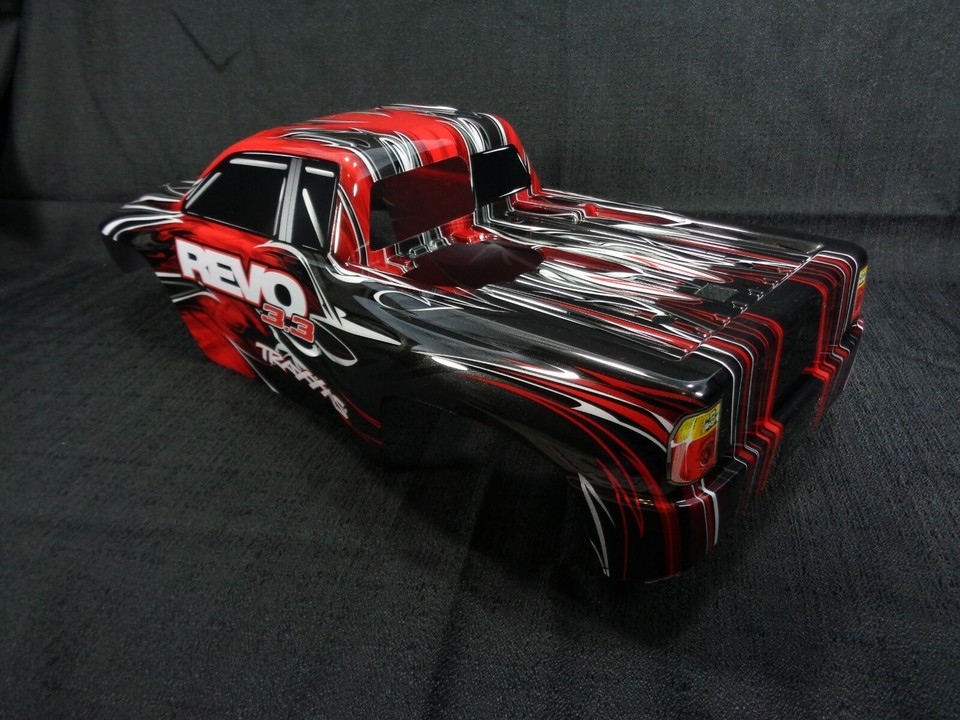New Traxxas Nitro Revo 3.3 Red Black Painted Body Shell with Decals | eBay
