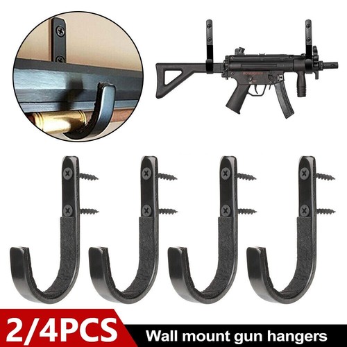 2/4 Gun Rack Rifle Shotgun Pistol Padded Wall Mount Hooks Hangers ...