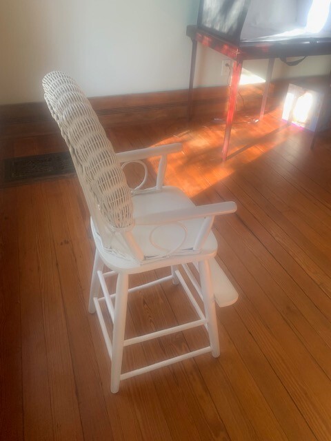 Antique wood and wicker high chair | eBay