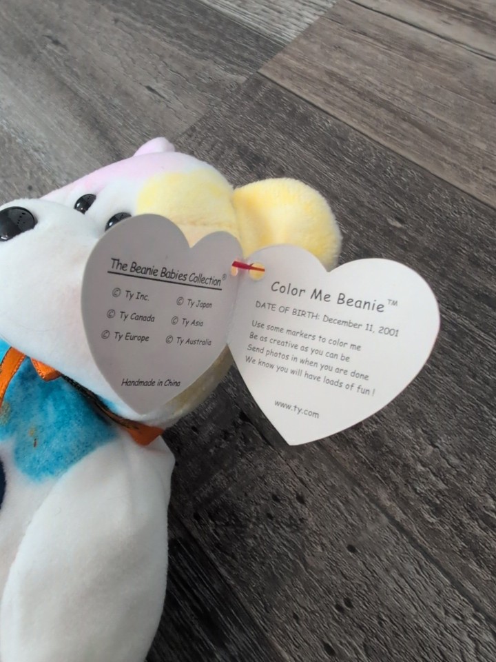 TY Beanie Baby Retired Color Me Beanie The Bear 2001 With Tags | eBay
