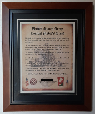 MC-BEST: Army Combat Medic Creed or Prayer FRAMED MATTED PERSONALIZED ...
