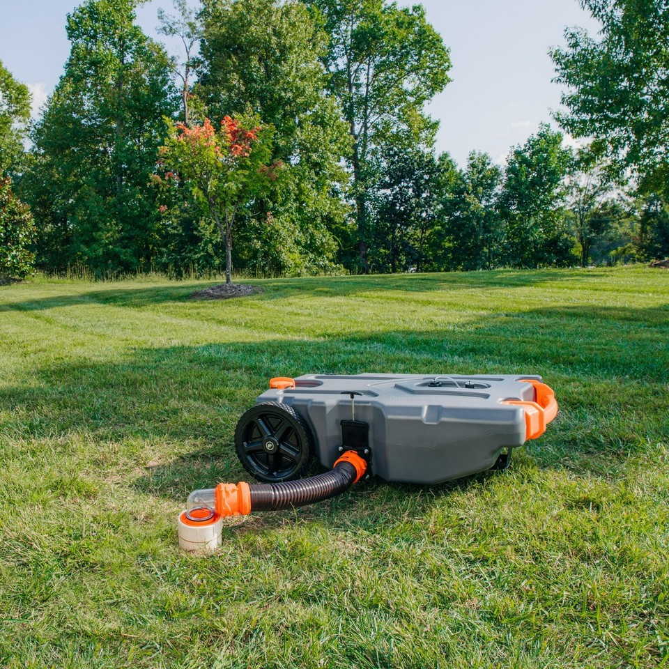 Camco Rhino 28-Gallon Portable RV Tote Tank - Oversized Wheels, Steel ...