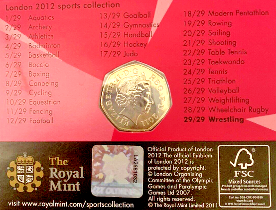 50p WRESTLING BU London 2012 Sports Collection Olympic Royal Mint ULTRA ...