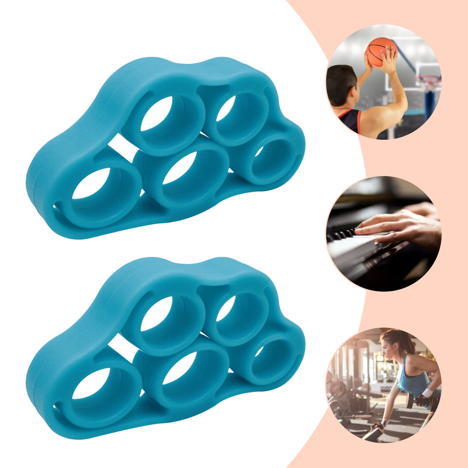 AU 2pcs Finger Strength Trainer Silicone Hand Grips Tension Ring (Lake ...