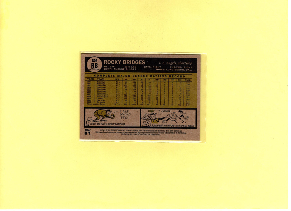 2010 Topps Heritage Real One Red Ink Auto Rocky Bridges-Angels #ROA-RB ...