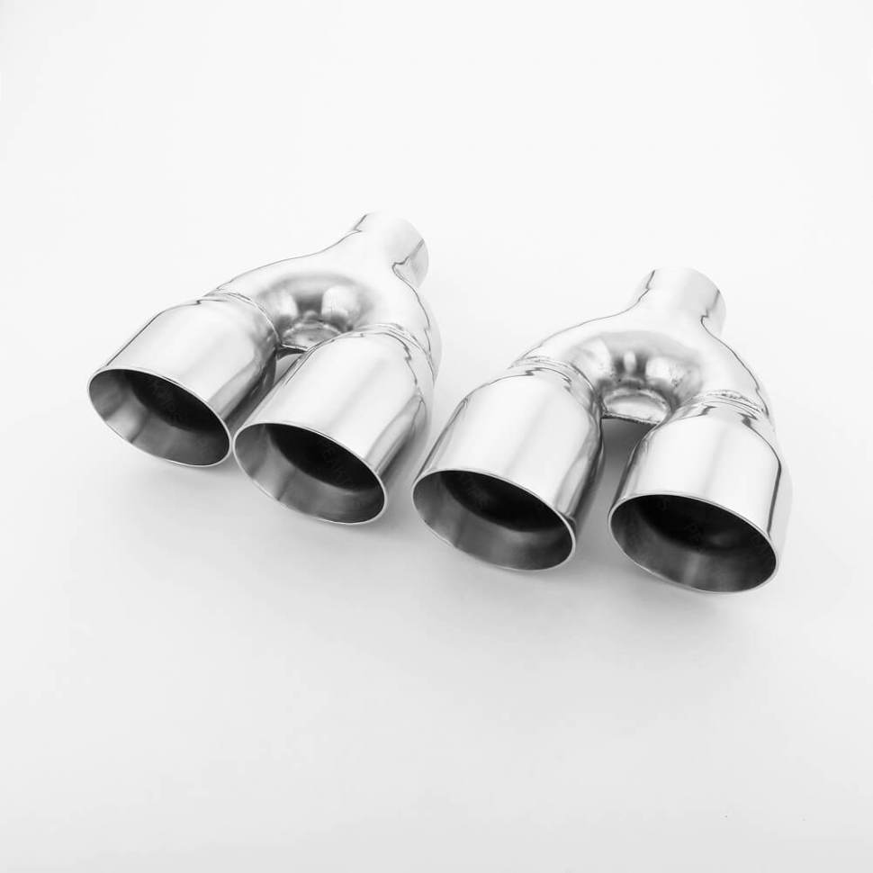 Stainless Steel Chrome Exhaust Tips 2-1/4" In Quad 3-1/2" Out Staggered ...