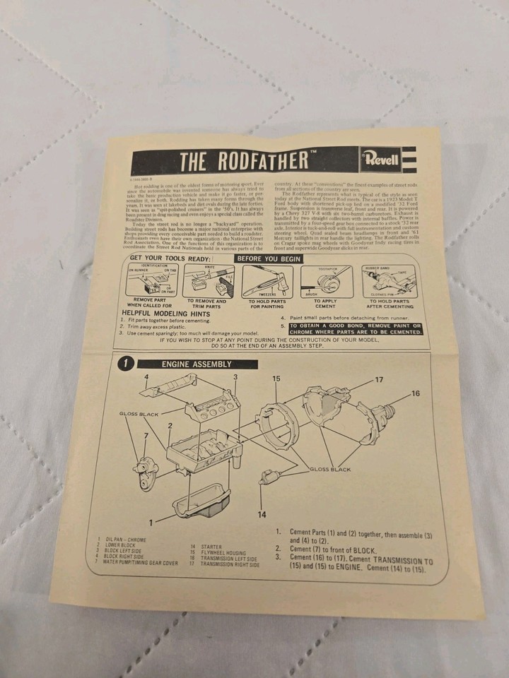 Vintage 1972 Revell 1/25 "The Rodfather" T-Bucket Model Kit Partially ...