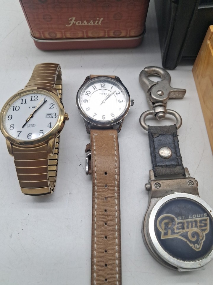 A lot of men's watches, includes Timex, Fossil, NFL Rams Untested | eBay