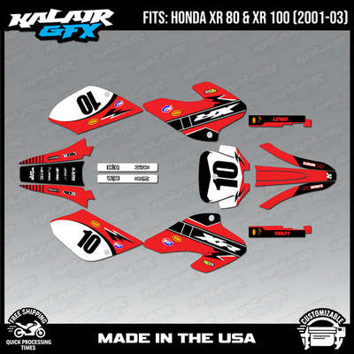 Graphics Kit for HONDA XR80 XR100 (2001-2003) Speed Series - Red | eBay