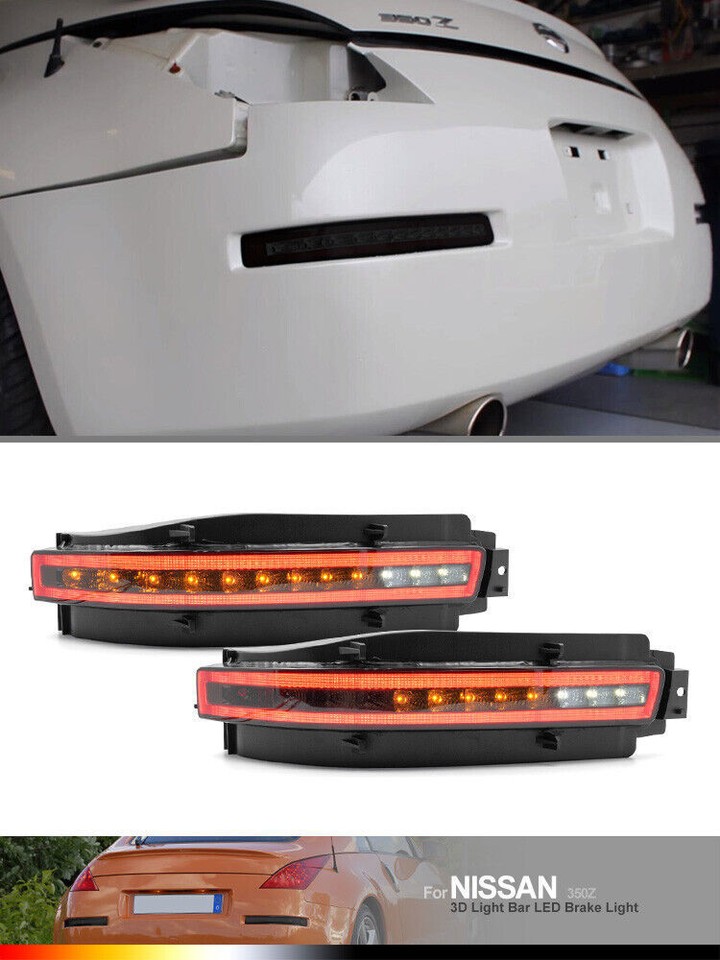 FOR 03-09 NISSAN 350Z Z33 Smoked LED Brake Rear Fog Light Turn Signal ...