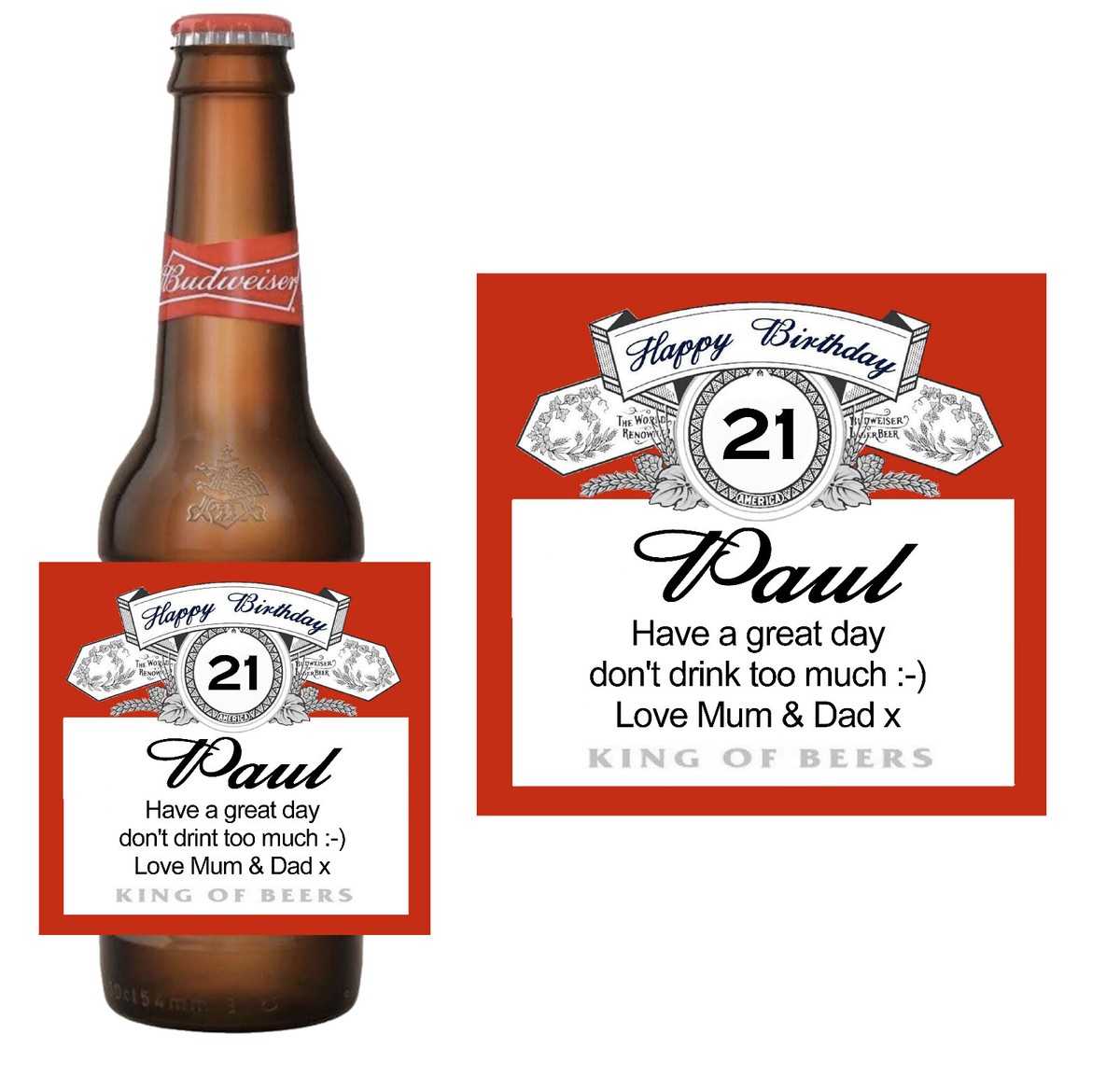 Budweiser Beer Bottle Labels