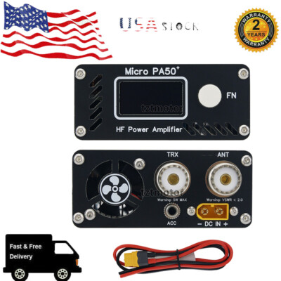Micro PA50+ (PA50 Plus) 50W 3.5MHz-28.5MHz HF Power Amplifier+1.3" OLED ...