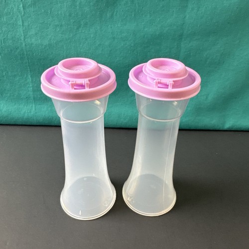 Tupperware Large Hourglass Salt & Pepper Shaker Set Lilac Purple Seals ...
