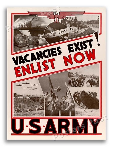 1940s “Enlist Now! U.S. Army” WWII Recruiting Propaganda War Poster ...