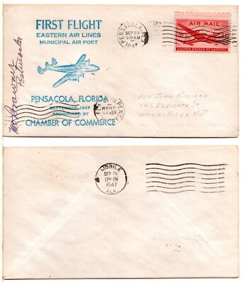 FIRST FLIGHT - Pensacola, Florida (Signed by Postmaster) 1947 Cover | eBay