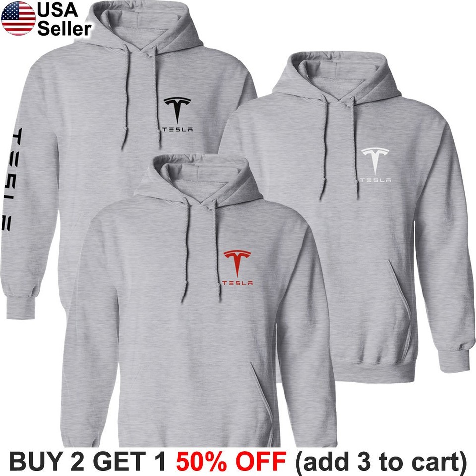Tesla Hooded Sweat Shirt Logo Model S 3 X Y Elon Musk Hoodie Sweater ...