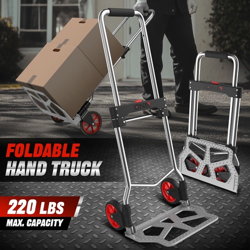 220 lbs Cart Folding Dolly Collapsible Trolley Push Hand Truck Moving ...