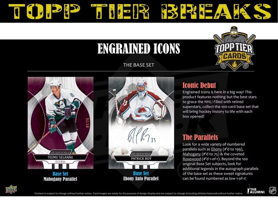 TAMPA BAY LIGHTNING 2024/25 UPPER DECK ENGRAINED ICONS 5 BOX 1/2 CASE ...