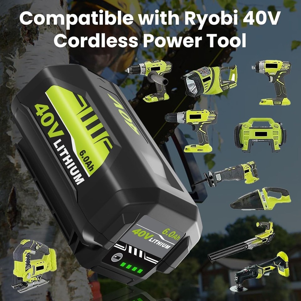 1-2Pack 6.0Ah 40V Lithium new Battery for Ryobi 40V OP4026 OP4030 ...